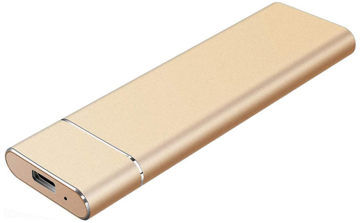 External Hard Drive 2TB,Portable Solid State Drive 2TB Portable External Hard Drive USB3.1 Type-C for Mac,Desktop,PC,Laptop(2TB Gold)