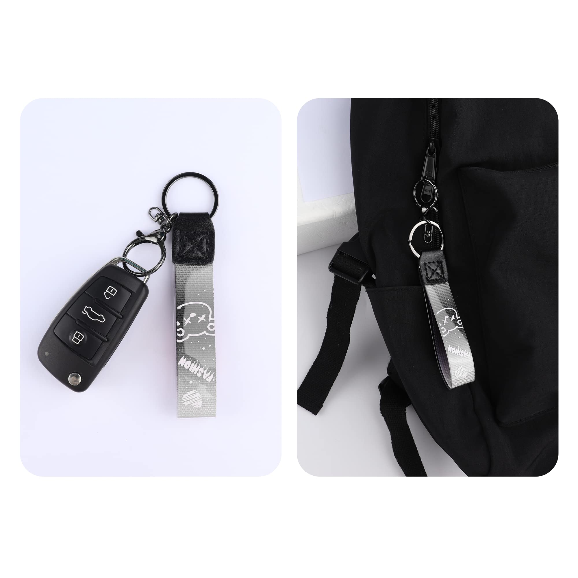 Kawaii Car Keychain Gradient Color Cute Keychains for Women/Men/Girls/Kids,Personalized Bear Keychains for Backpacks Charms Purse (Grey)…