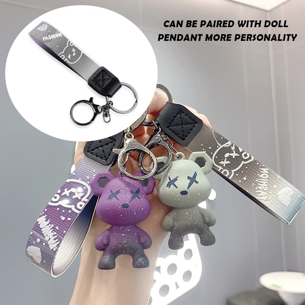 Kawaii Car Keychain Gradient Color Cute Keychains for Women/Men/Girls/Kids,Personalized Bear Keychains for Backpacks Charms Purse (Grey)…