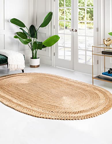 Unique Loom Braided Jute Collection Area Rug (Oval 3' 1" x 5' 1", Natural)