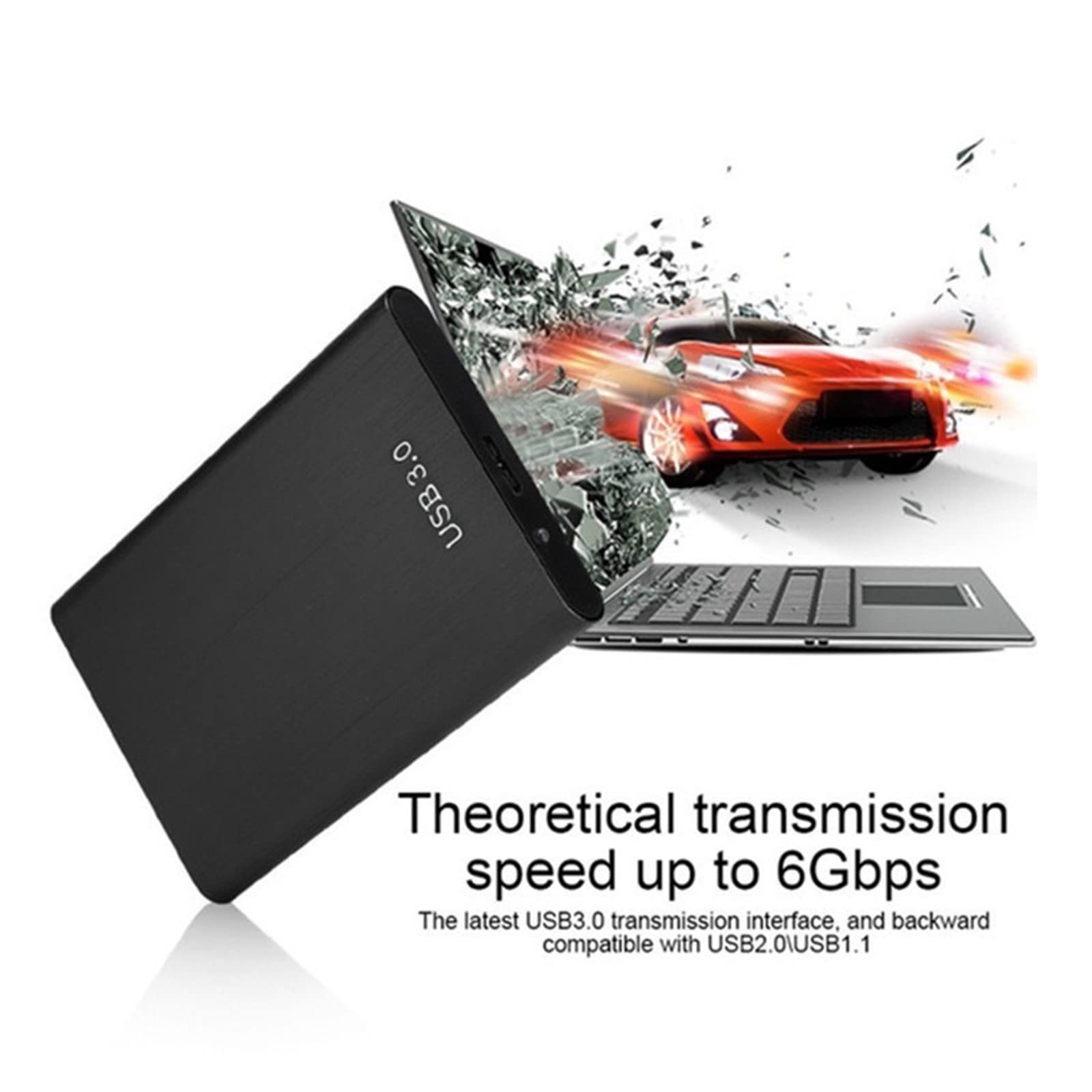 External Hard Drive 2TB - 2.5" USB 3.0 Ultra Slim Metal Design Portable HDD for Mac, PC, Laptop, Computer, Smart TV -BlackA
