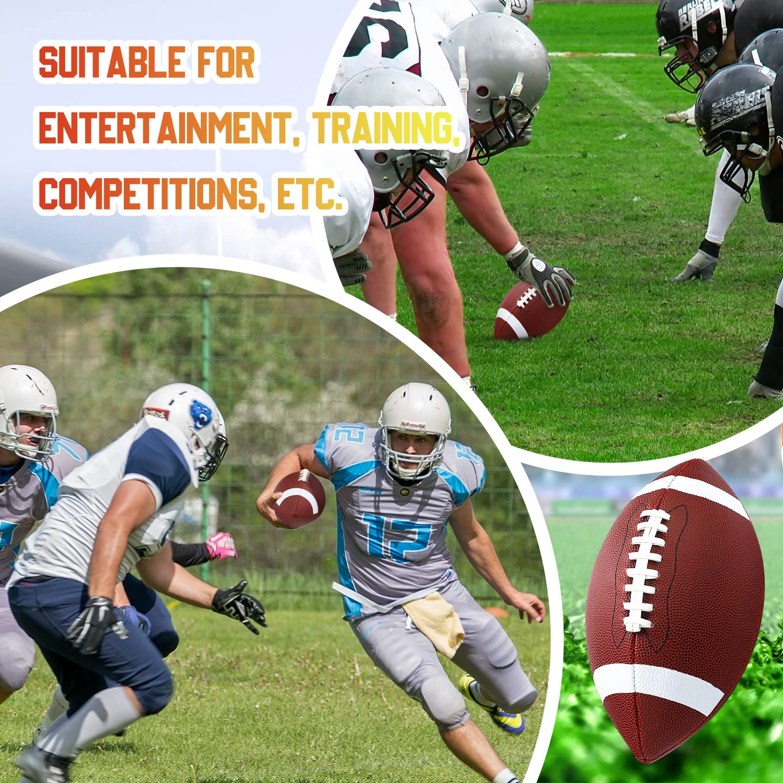 Jerify Composite Leather Footballs Official Size Composite Leather Balls Leather Inflatable Footballs with Pump Indoor Outdoor Footballs Bulk for Training and Recreational Play(6 Pcs)