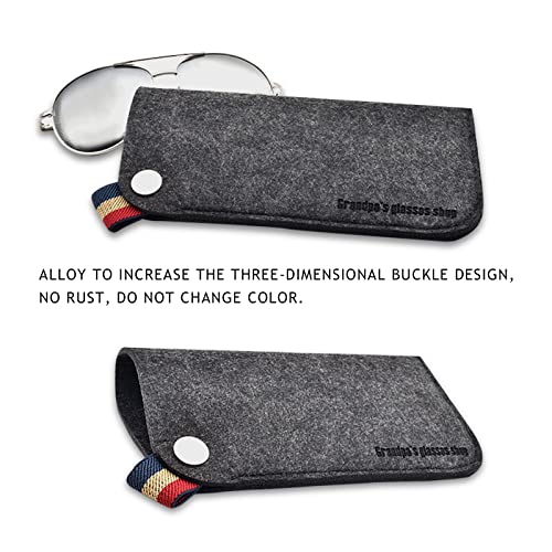Yonput 2 PCS Thickened Felt Sunglasses Case Portable Eyeglasses Pouch Glasses Bag, Soft Felt Slip-in Pouch Case for Women Men (Black & Gray)