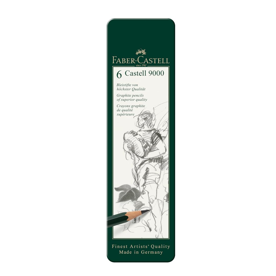 Faber-Castell - Castell 9000 Art Set Pencil (Pack of 6), Green