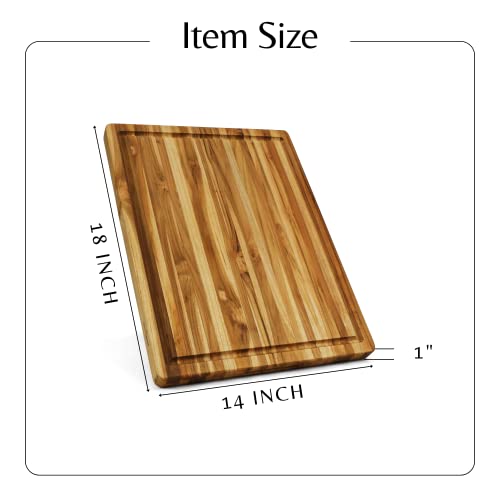 Teak Cutting Board Reversible Chopping Serving Board Multipurpose Food Safe Thick Board, Extra Large