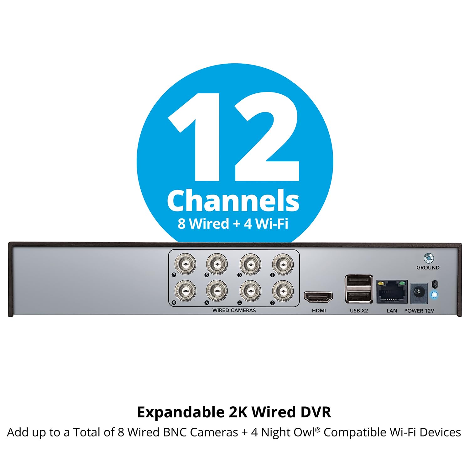 Night Owl 2-Way Audio 12 Channel DVR Video Home Security Camera System with (6) Wired 2K HD Indoor/Outdoor Deterrence Cameras and 2TB Hard Drive (Add up to 4 More Wired and 4 Wi-Fi Cameras) (6 Camera)