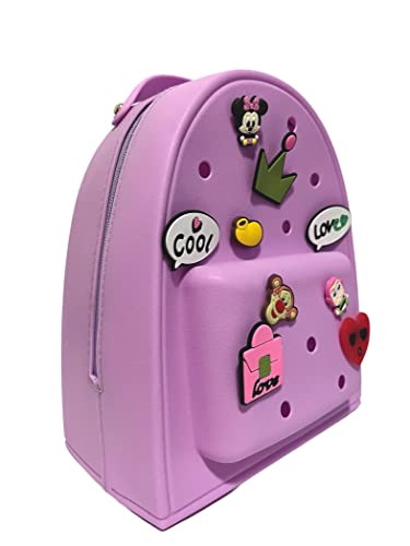 Happy Home Silicone Women Backpack With Charms-Small Travel Crossbody Bag Lightweight Durable Waterproof (Light Purple)