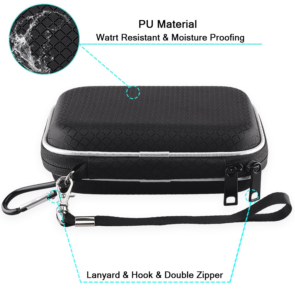 Lacdo Hard Drive Carrying Case for Maxone Ultra Slim Portable External Hard Drive HDD USB 3.0 160GB 250GB 320GB 500GB 1TB 2TB EVA Shockproof Protective Storage Travel Bag, Black