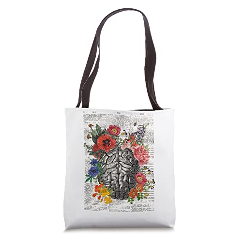 Brain Heart Anatomy Flowers Doctor Neurologist Tote Bag