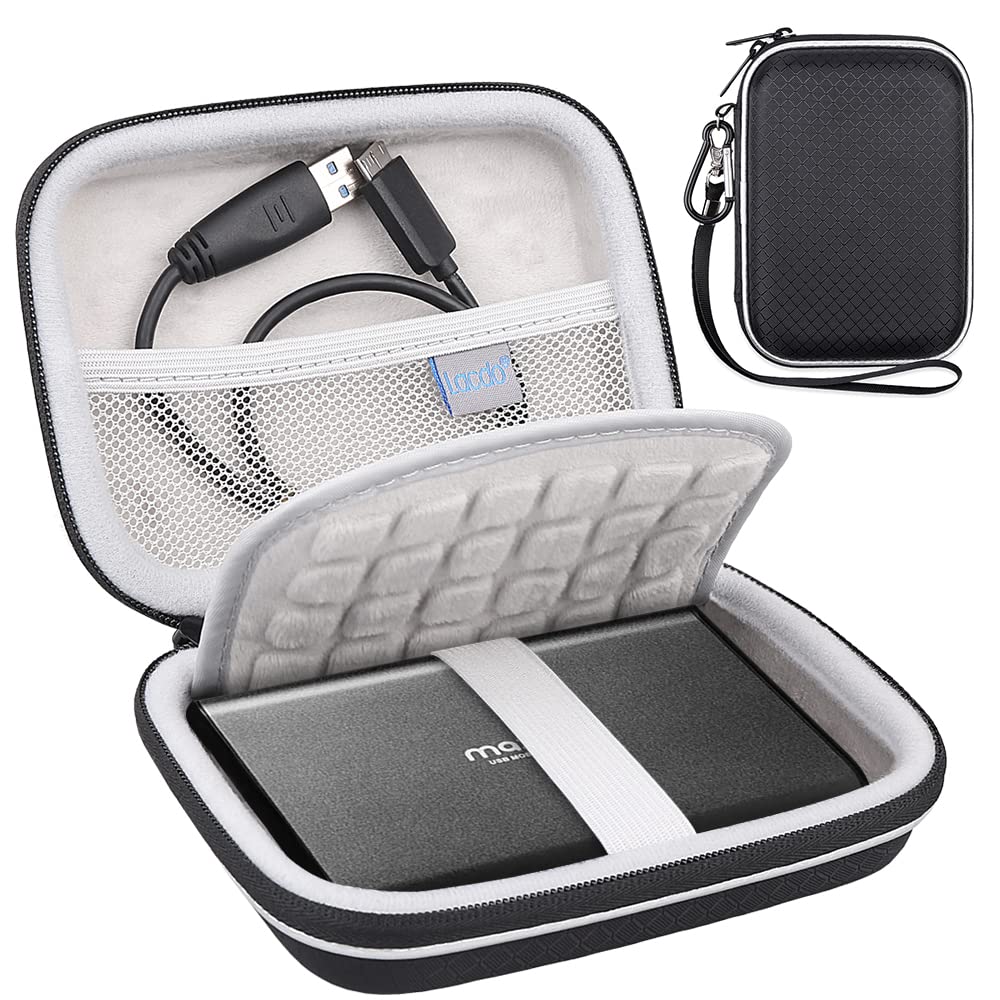 Lacdo Hard Drive Carrying Case for Maxone Ultra Slim Portable External Hard Drive HDD USB 3.0 160GB 250GB 320GB 500GB 1TB 2TB EVA Shockproof Protective Storage Travel Bag, Black