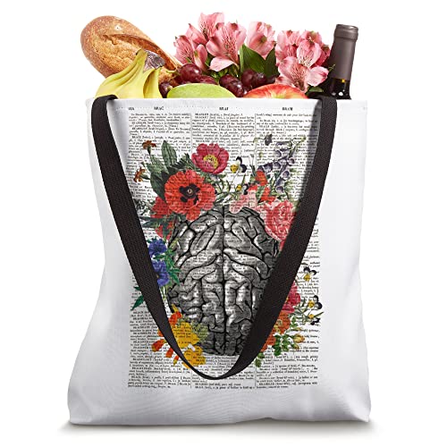 Brain Heart Anatomy Flowers Doctor Neurologist Tote Bag