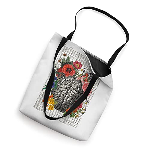 Brain Heart Anatomy Flowers Doctor Neurologist Tote Bag