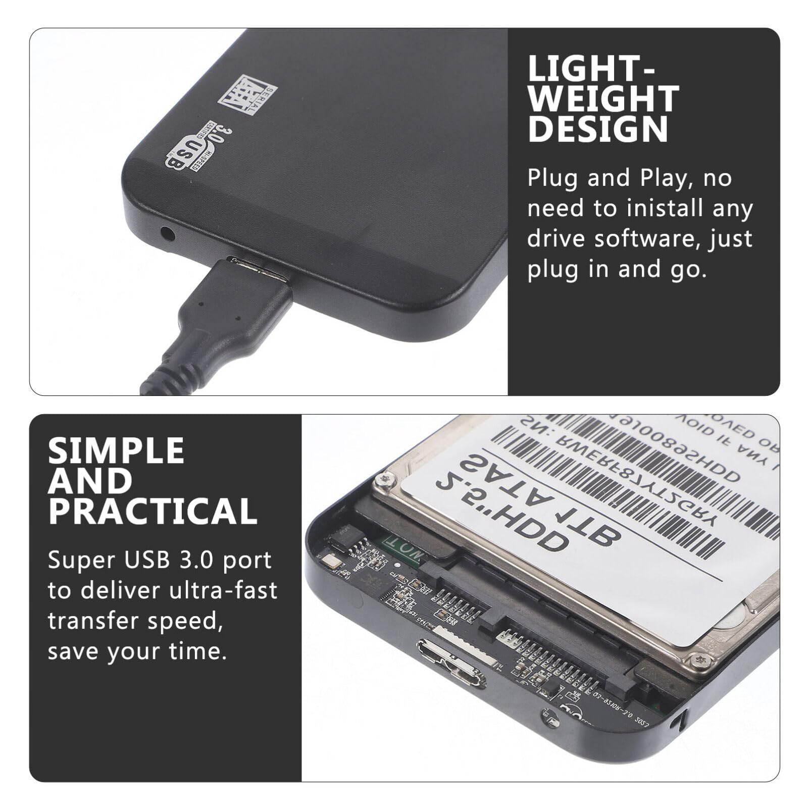 Mobestech 2tb Hard Drive 1pc Disk External Portable USB. HDD More Tb Computer and Storage Mobile Desktop Hard Laptop Drive Compatible USB for Black High Drive, External Hard Drive
