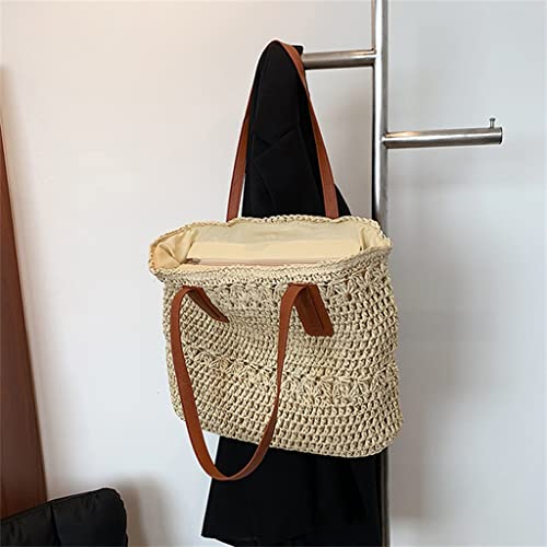 WYKDD Woven Women's Tote Bag Summer Beach Large Capacity Tote Purses and Handbag Travel Shopping Bag (Color : D, Size : 1)