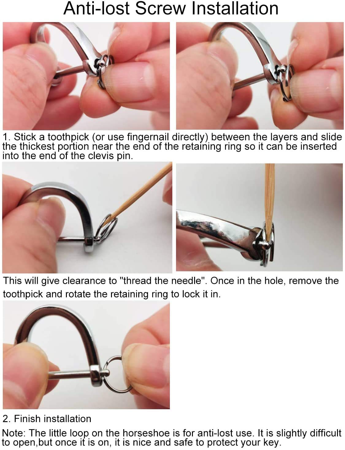 INFIPAR Car Keychain Metal Key Chain for Car Fob Key Ring Key Clip with Horseshoe Shaped Anti-Lost D-Ring for Men and Women 2 Pack