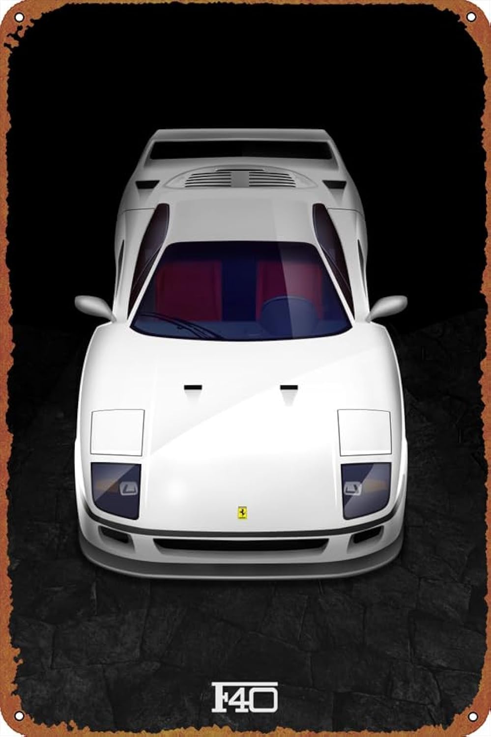 Ferrari F40 Sports posters Retro Metal tin Sign Halloween Tin Sign,Cave,Bar,Club, Home Wall Art Metal Tin Sign 8x12 inches