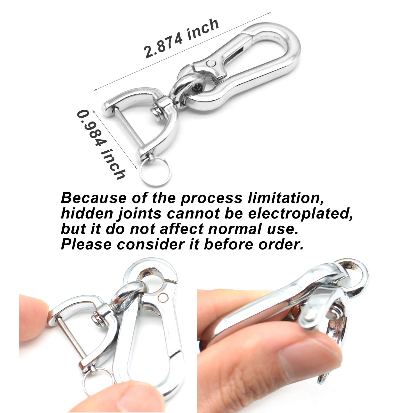 INFIPAR Car Keychain Metal Key Chain for Car Fob Key Ring Key Clip with Horseshoe Shaped Anti-Lost D-Ring for Men and Women 2 Pack