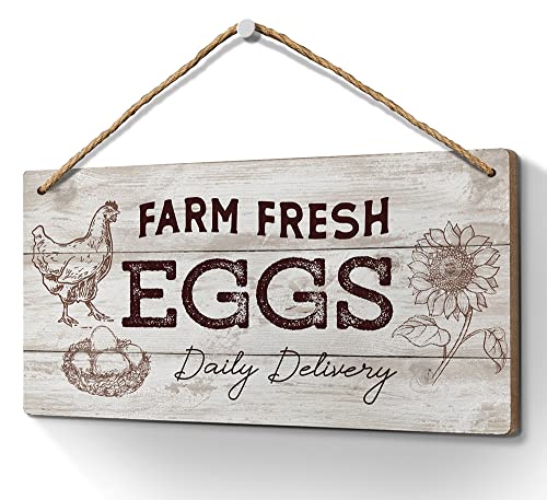 Farm fresh Eggs Sign 6x12 Inch Egg for Sale Signs for Store Market Country Barn Supermarket Outdoor Decor,Vintage Farmhouse Kitchen Wall Decor,Hen House Rustic Accessories
