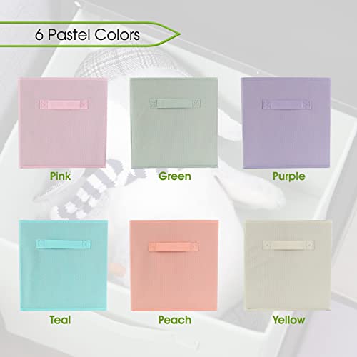 7Penn Basket Cube Storage Bins - 6pk Pastel 10in Square Collapsible Fabric Storage Cubes Organizer Bins for Playroom