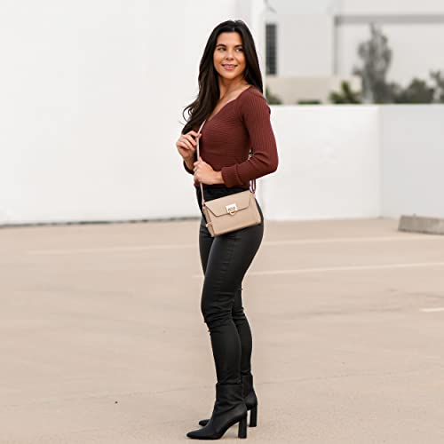 EVVE Small Crossbody Shoulder Bag For Women, Cell Phone Wallet Purse with Multiple Card Slots | Blush