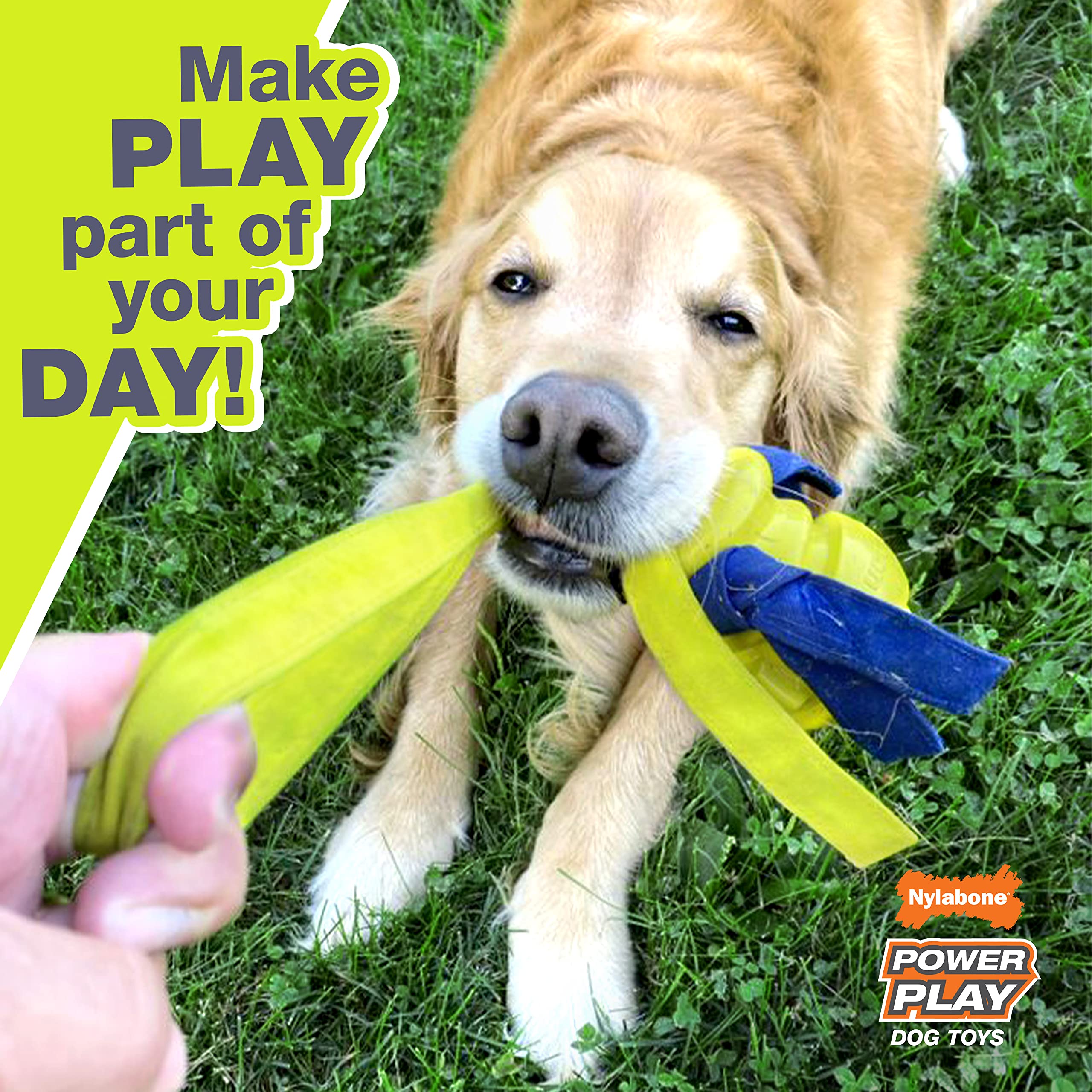 Nylabone Power Play Felt Football Gripz Fetch Toy, Squeaky Ball Chew Toy for Dogs, Large (1 Count)