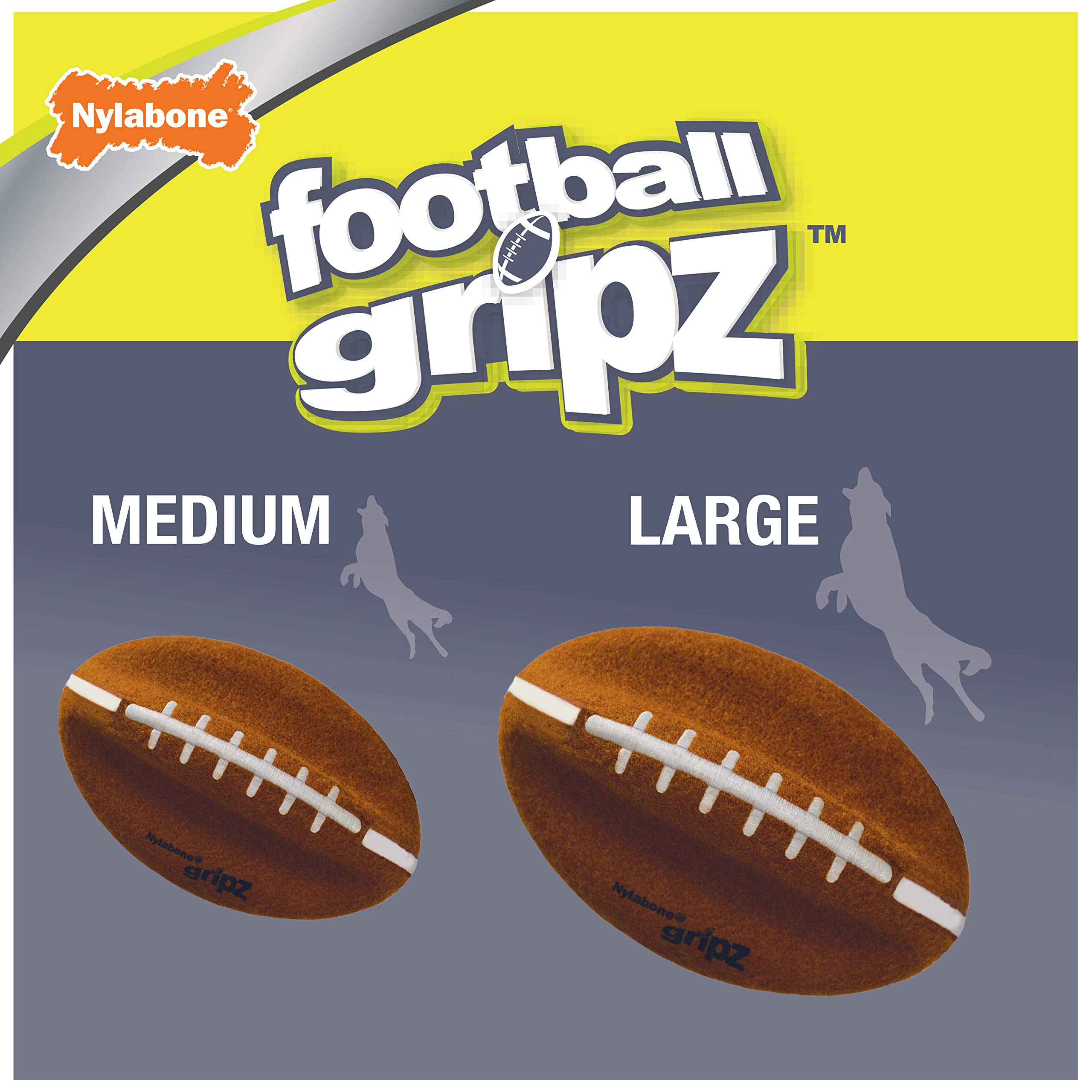 Nylabone Power Play Felt Football Gripz Fetch Toy, Squeaky Ball Chew Toy for Dogs, Large (1 Count)