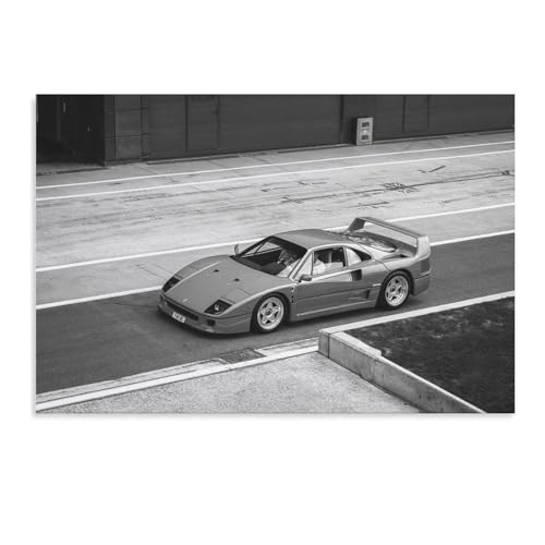Car Poster Ferrari F40 Supercar Posters Racing Car Canvas Wall Art For Boy's Bedroom SuperCar Wall Decor Unframe-style 36x24inch(90x60cm)