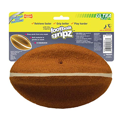 Nylabone Power Play Felt Football Gripz Fetch Toy, Squeaky Ball Chew Toy for Dogs, Large (1 Count)