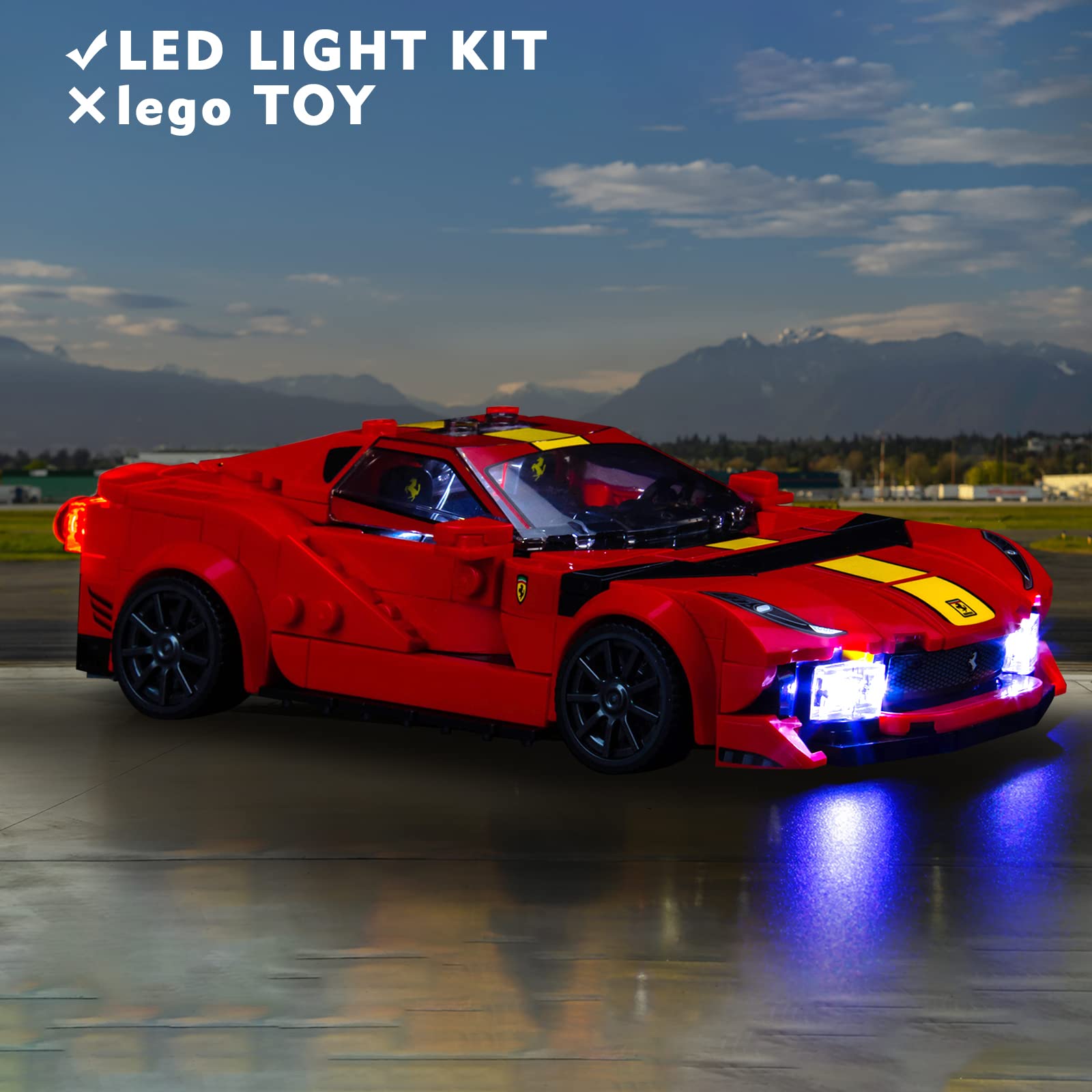VONADO LED Light Kit Compatible with Lego Speed Champions Ferrari 812 Competizione 76914, DIY Lighting Set Compatible with Lego Ferrari 76914 Race Vehicle (NO Model)