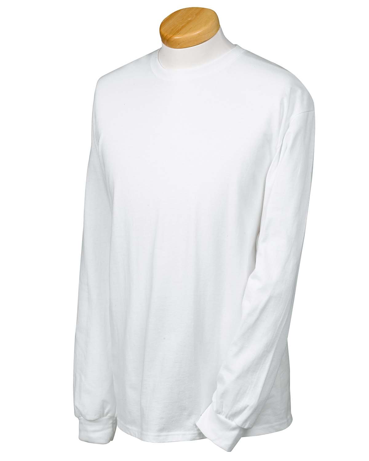 Hanes TAGLESS 6.1 Long Sleeve T-Shirt (White, Medium)