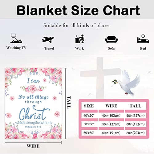 Christian Gifts for Women, Ultra Soft Religious Gifts Blanket with Bible Verse and Inspirational Thoughts, Warm Plush Prayers Blanket Get Well Soon Gifts for Men Women