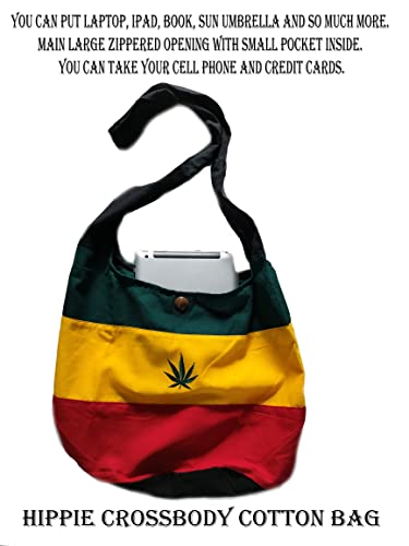 Hippie Crossbody Cotton Bag Thai Top Zip Hobo Sling Bag Handmade Hipster Messenger Shoulder Bag
