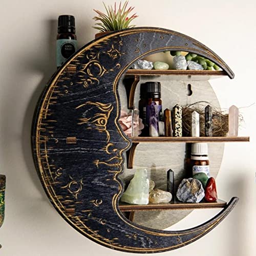 YFFSCGE 10x10inch Wall Storage Shelves Crystal Hanging Shelf Display Rack for Home Decor Crystals Display Shelf Wooden Gothic Shelf Home Decor Storage Room & Bathroom Rack Organizer Wall Decor