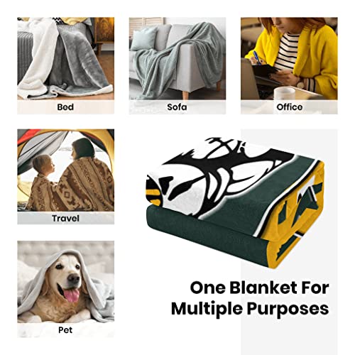 Green Bay Throw Blanket Thickened Custom Any Name and Number for Men Women Youth Gifts, 80 x 60 inch