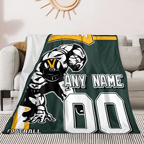 Green Bay Throw Blanket Thickened Custom Any Name and Number for Men Women Youth Gifts, 80 x 60 inch
