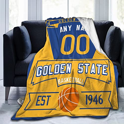 Custom Basketball Throw Blankets Personalized Ultra-Soft Micro Fleece Blankets with Name Numbers for Fans Gifts