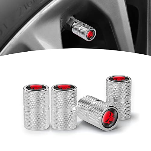Ajxn Pack-4 Car Tire Valve Stem Caps, Skull Seal Tire Valve Caps for Most Cars, SUVs, Trucks and Bikes (Silver)