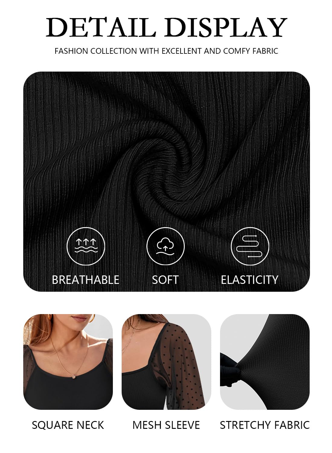 DOROSE Women's Long Sleeve Tops Lace Casual Blouses T Shirts Black Medium