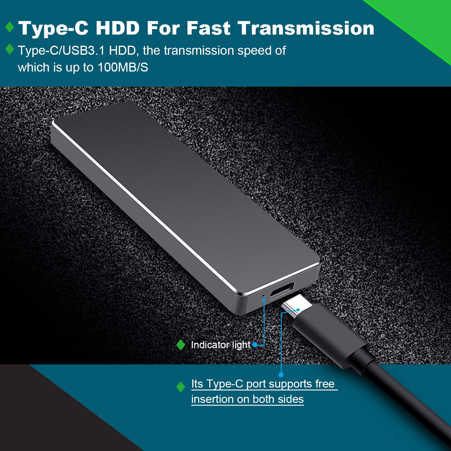 External Hard Drive 2TB Type C USB3.1 for PC, Mac, Desktop Computer Wii U, Xbox (2to, Red)