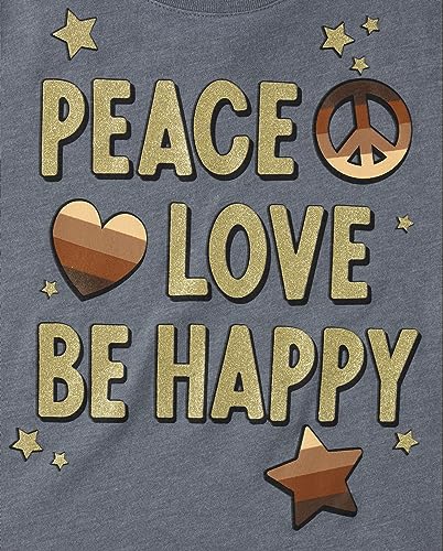 The Children's Place Girls Assorted Everyday Long Sleeve Graphic T-Shirts Peace Love Be Happy Large