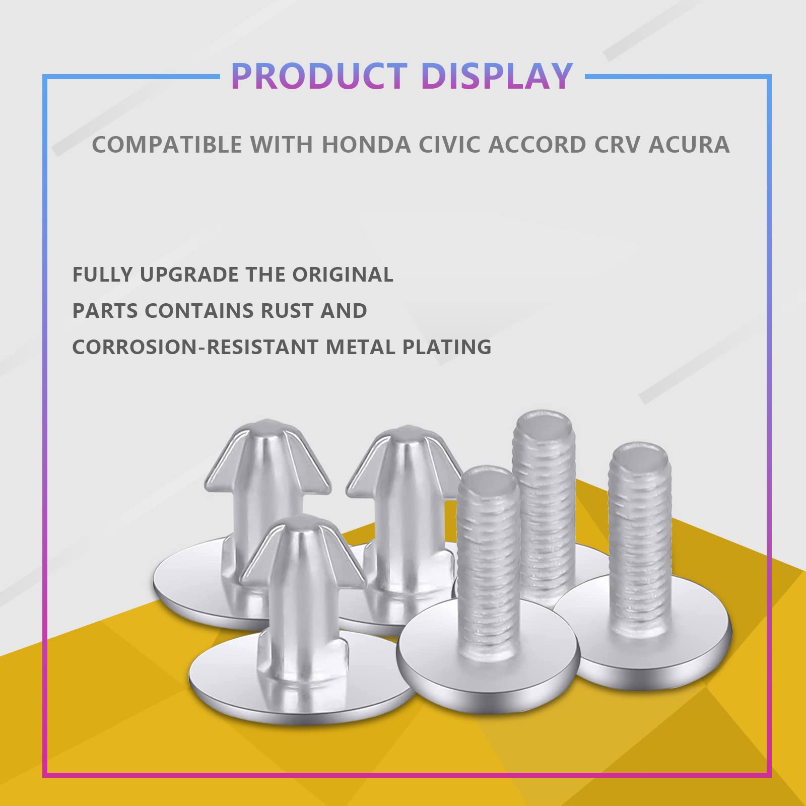 neynavy 8 PCS Lower Engine Cover Bolt Pin Screws, Radiator Engine Access Cover Pin, Lower Engine Cover Bolt Radiator Access Cilps, Suitable for Accord Civic CRV (Silver)