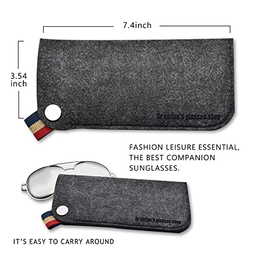 Yonput 2 PCS Thickened Felt Sunglasses Case Portable Eyeglasses Pouch Glasses Bag, Soft Felt Slip-in Pouch Case for Women Men (Black & Beige)