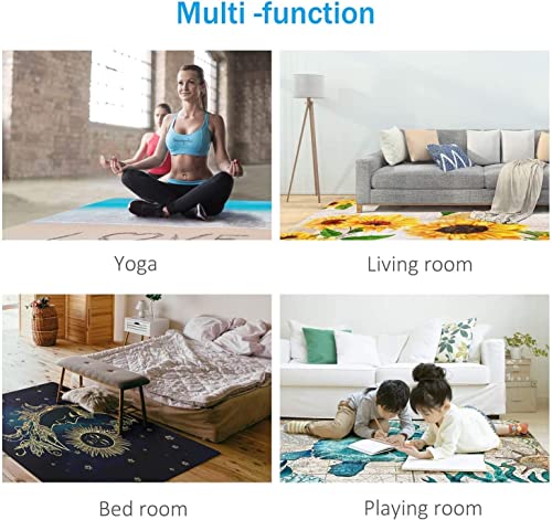 Sunset Beach Area Rug Folding Resistance Shells Starfish Floor Mat Sea Themed Anti-Slip Soft Carpet for Living Room Bathroom 79*63 Inches