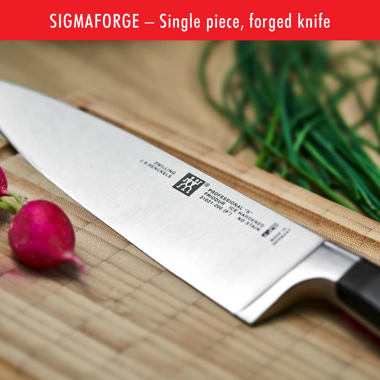 Zwilling J.A. Henckels Professional S, Chef Knife, Kitchen Knife, German Knife, 8 Inch, Stainless Steel, Black