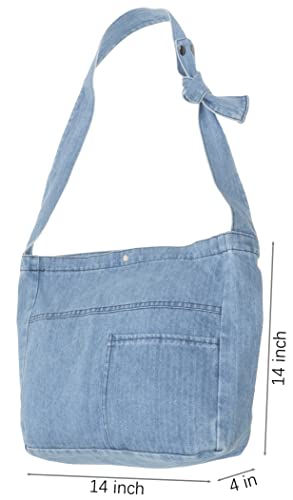 YunZh Denim Purse Tote Shoulder Handbag Shopping School Travel Pockets