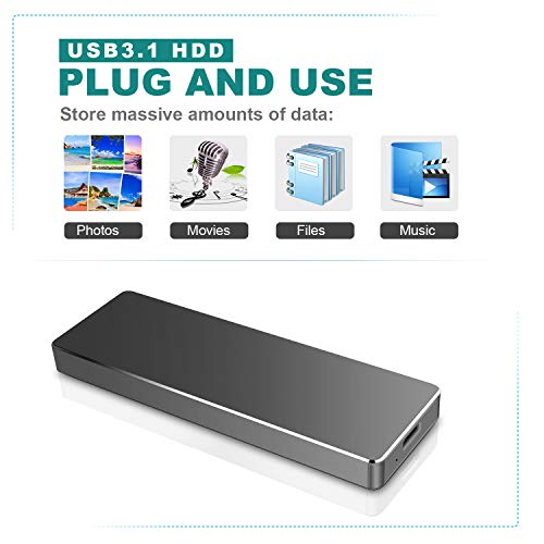External Hard Drive 2TB Type C USB3.1 for PC, Mac, Desktop Computer Wii U, Xbox (2to, Silver)