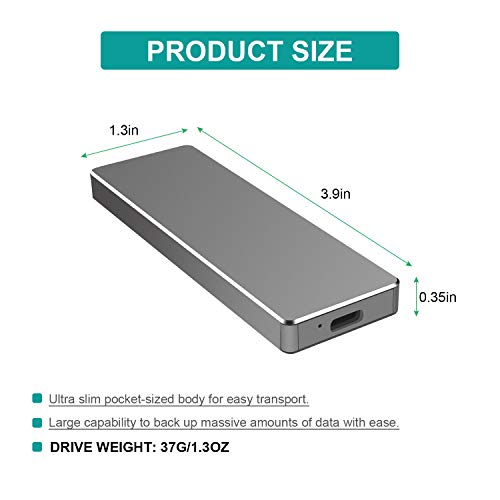 External Hard Drive 2TB Type C USB3.1 for PC, Mac, Desktop Computer Wii U, Xbox (2to, Silver)