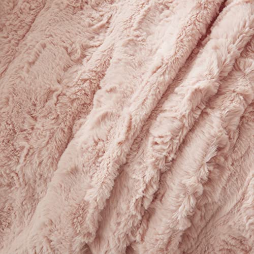 COZYART Faux Fur Throw Blanket for Couch - 50"x60" Pink Super Soft Plush Luxurious and Elegant with Comfy Reversible Microfiber Fluffy Blankets and Throws for Bed Home Decorative
