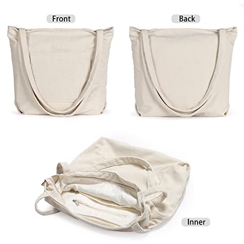 WantGor Women Corduroy Tote Bag, Large Shoulder Hobo Bags Casual Handbags Big Capacity Shopping Purses Work Bag