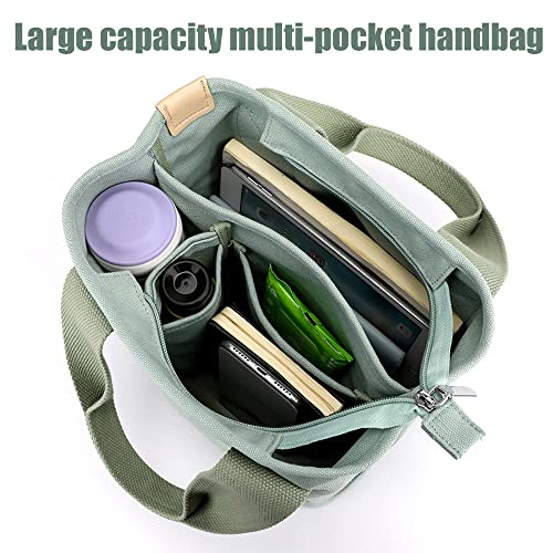 Calendarm-Usa Japanese Canvas Bag, Large Capacity Multi-Pocket Handbag Canvas Japanese Handmade Tote Crossbody Bag (Black)